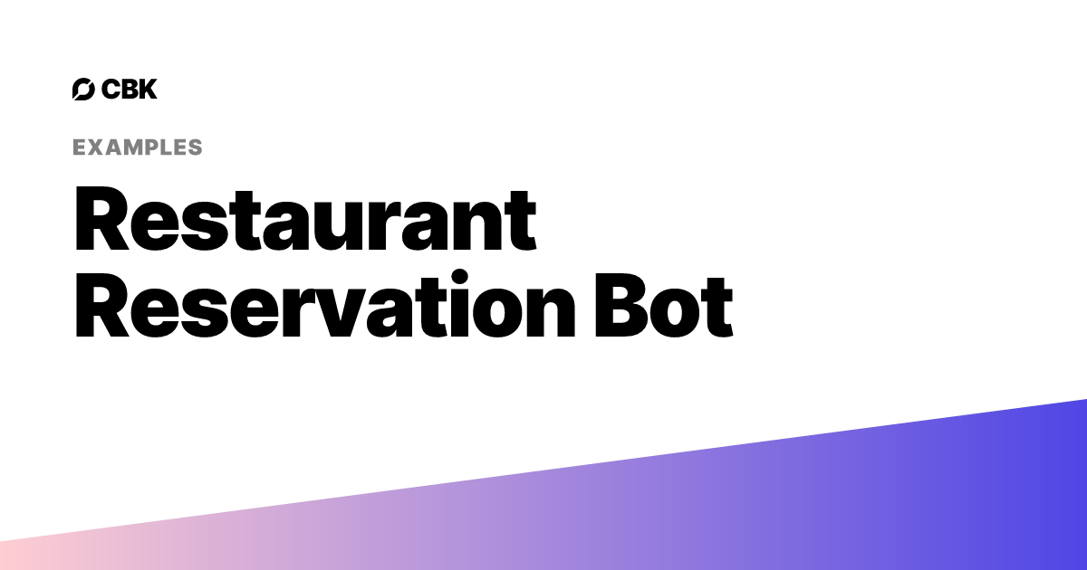 Restaurant Reservation Bot | AI ChatBot